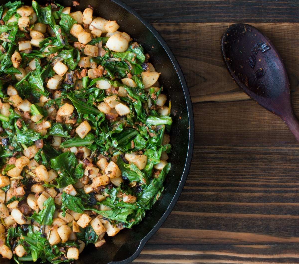 White Turnip and Turnip Green Hash with Spanish Chorizo ...